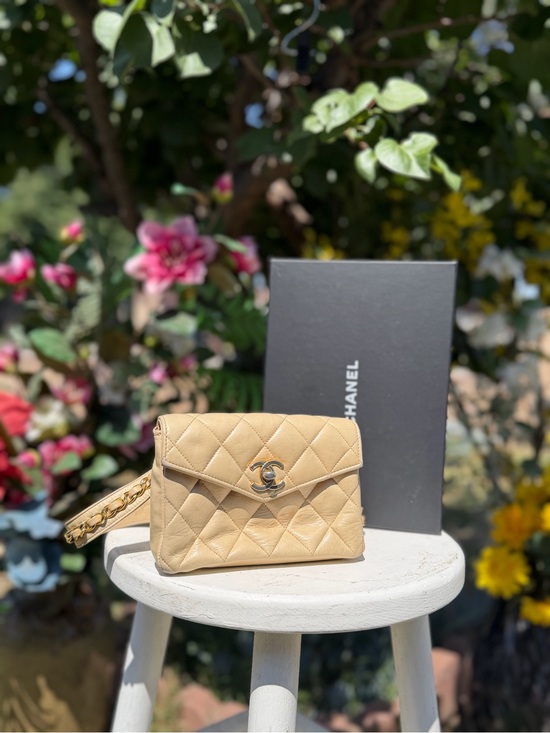 CHANEL | Bags | Chanel Beige Quilted Lambskin Crossbody With Gold Cc ...